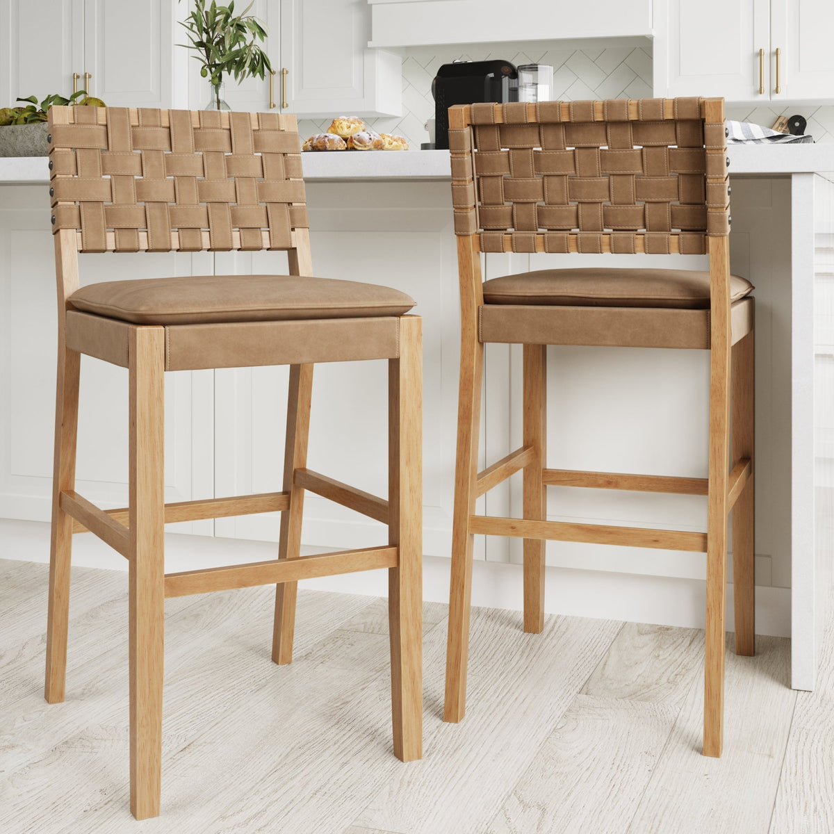 Cohen Mid-Century Modern Bar Stool With Back Set of 2 | Nathan James