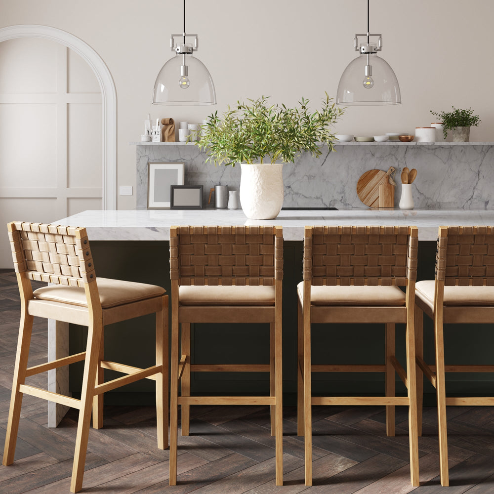 Cohen Mid-Century Modern Bar Stool With Back Set of 4 | Nathan James