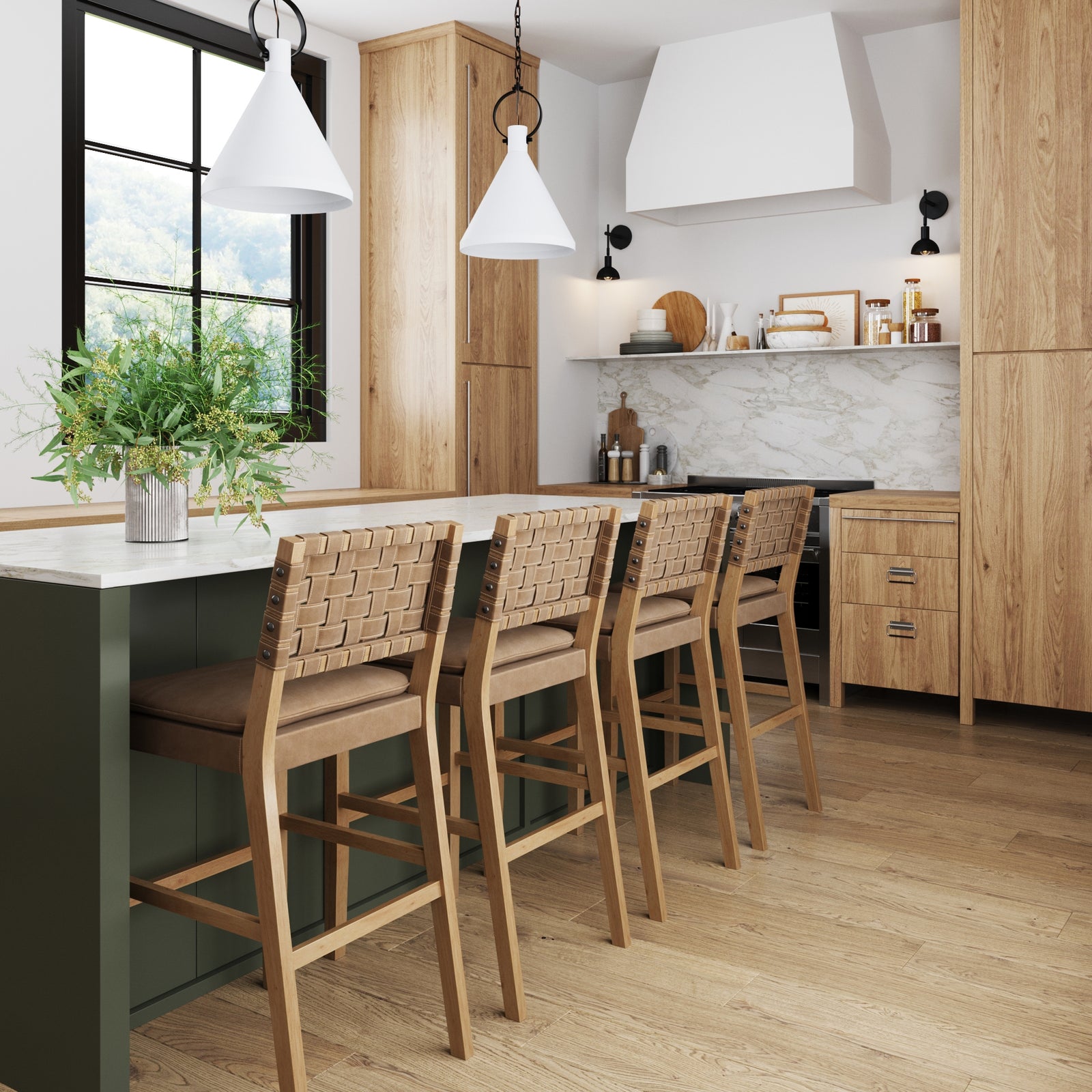 Cohen Mid-Century Modern Wood Bar Stool With Back Brown | Nathan James