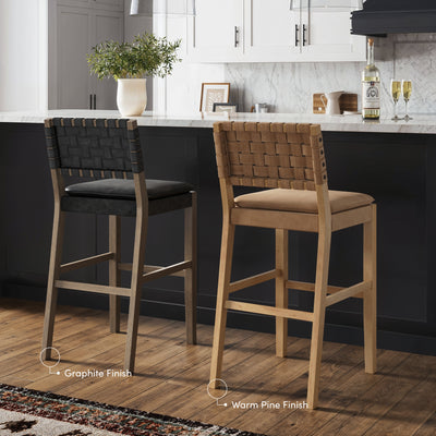 Cohen Mid-Century Modern Bar Stool With Back Set of 4 | Nathan James