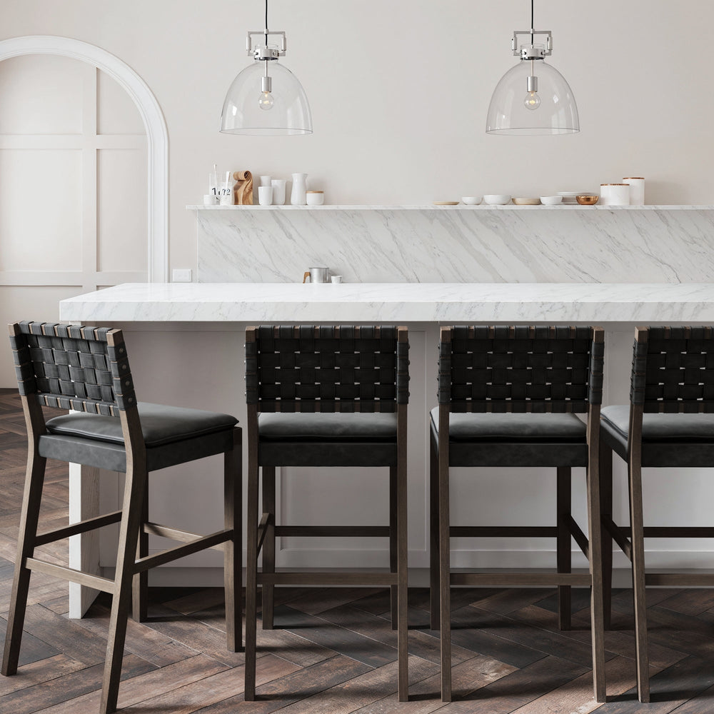 Cohen Black Bar Stool with Back Set of 4 | Nathan James