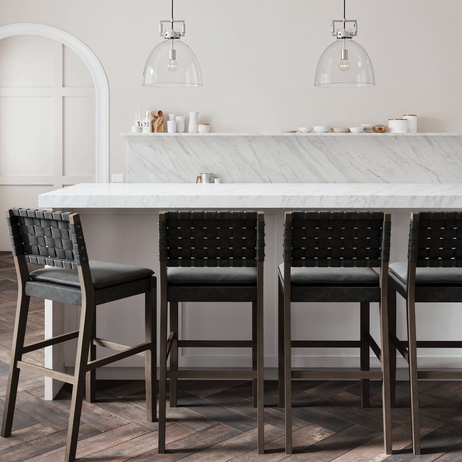 Cohen Black Bar Stool with Back Set of 4 | Nathan James