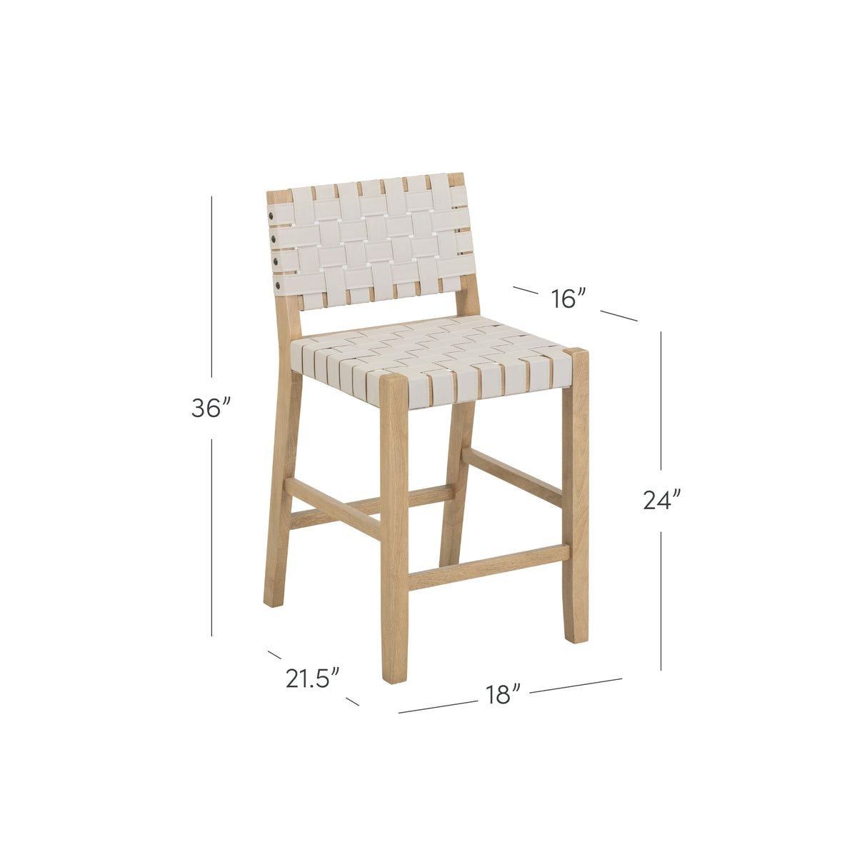 Cohen Woven Faux Leather Stool Off White Set of 2 | Nathan James