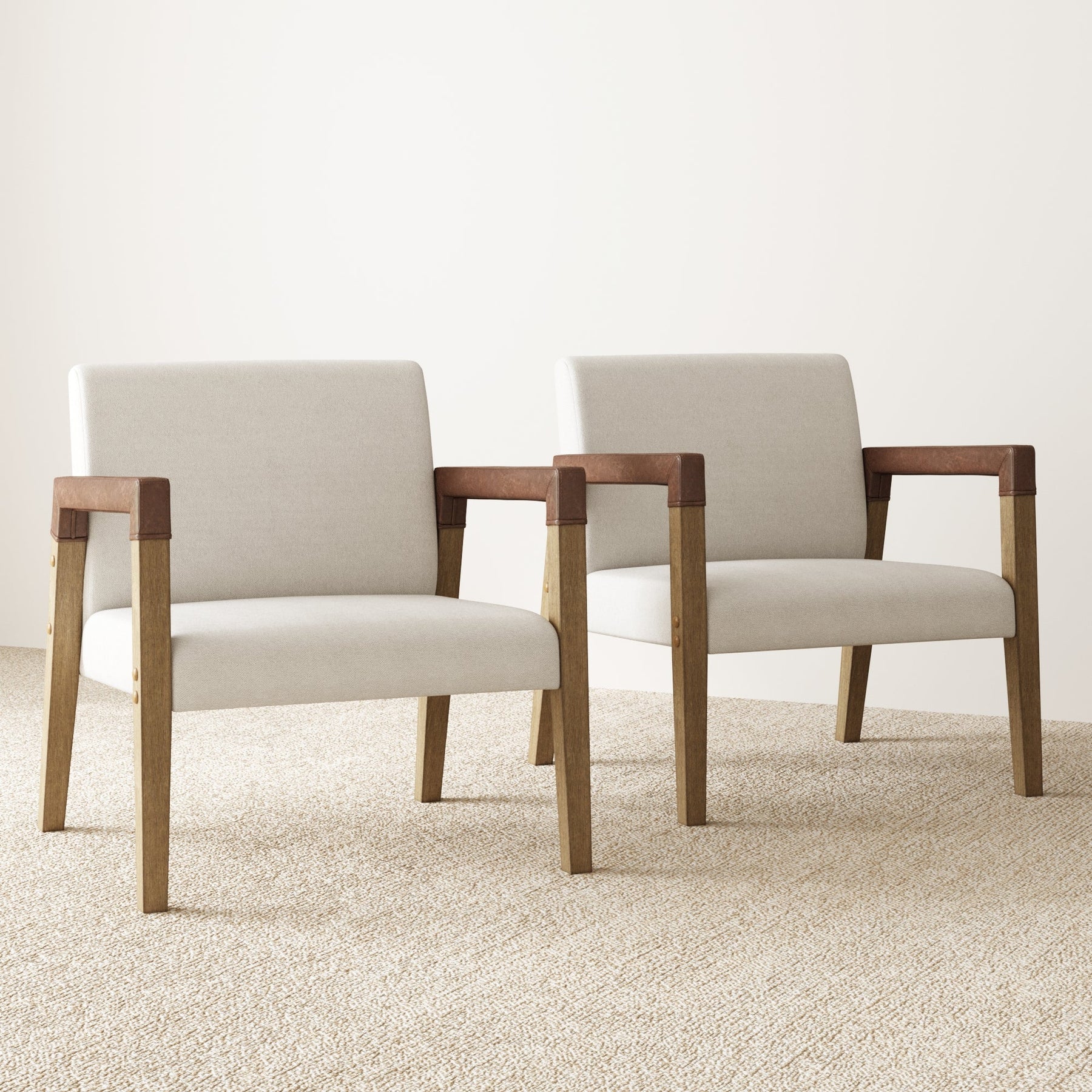 Hudson Mid-Century Light Brown Set of 2 Arm Chairs | Nathan James