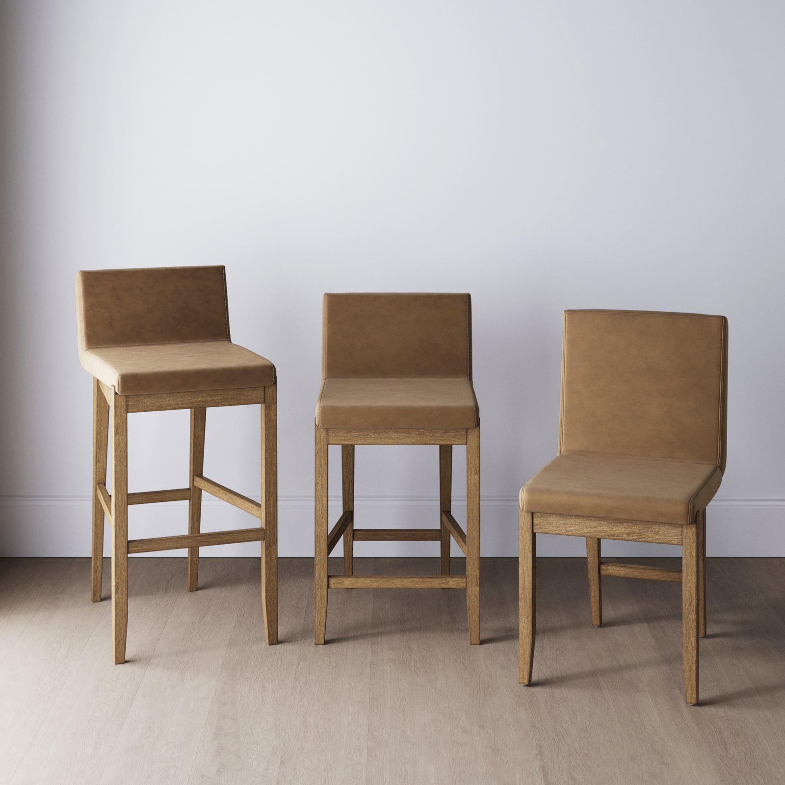 Gracie Modern Bar Height Stool Light Brown Set of 3 | Nathan James