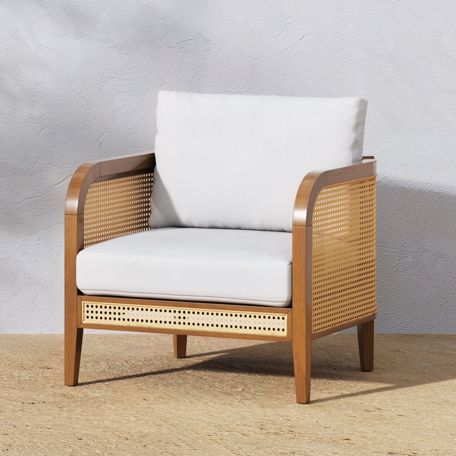 Twila Rattan Outdoor Patio Cushioned Boho Arm Chair | Nathan James