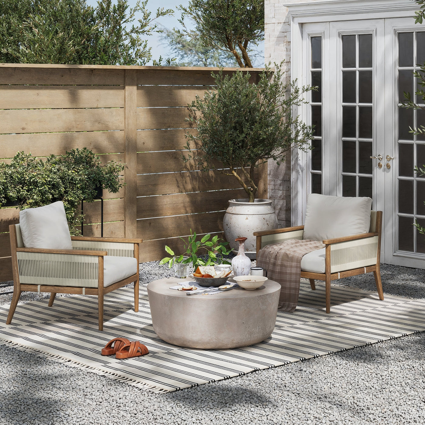 Kayden Bohemian Wood & Rope Outdoor Patio Arm Chair | Nathan James