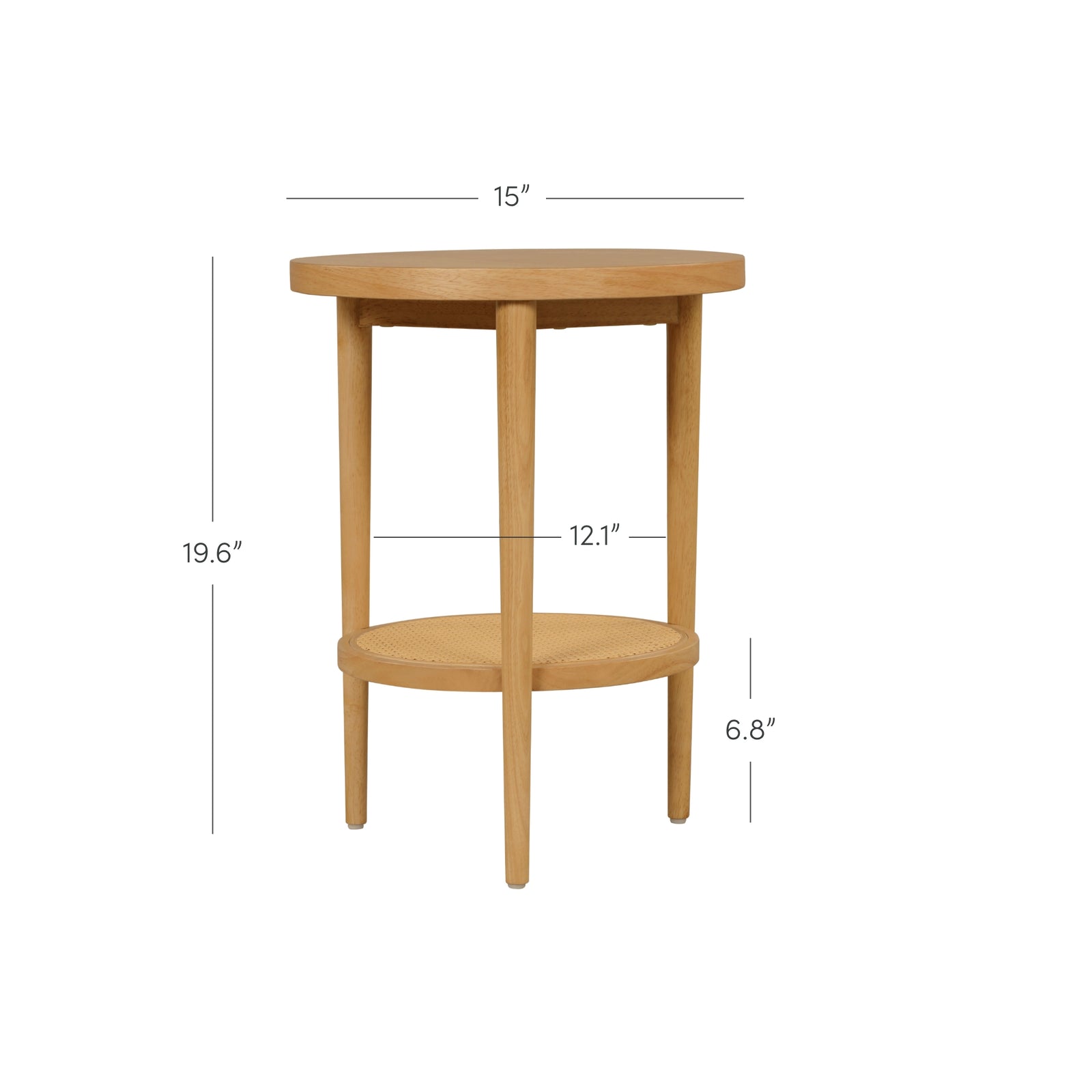 Boho Sonia Rattan Round Wood Side End Table Warm Pine | Nathan James