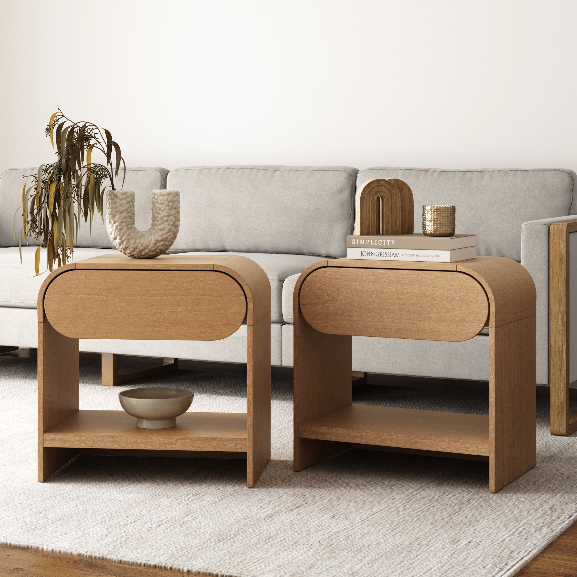 Iris Mid Century Modern Wood Arched End Table Set of 2 | Nathan James