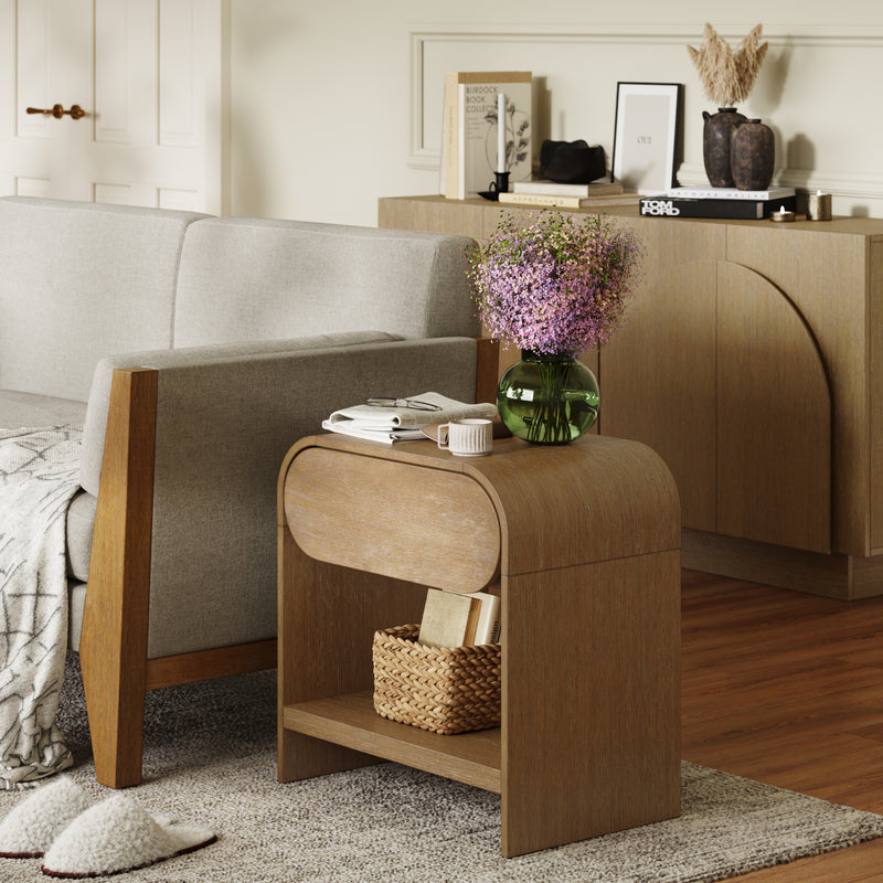 Iris Mid Century Modern Wood Arched End Table | Nathan James