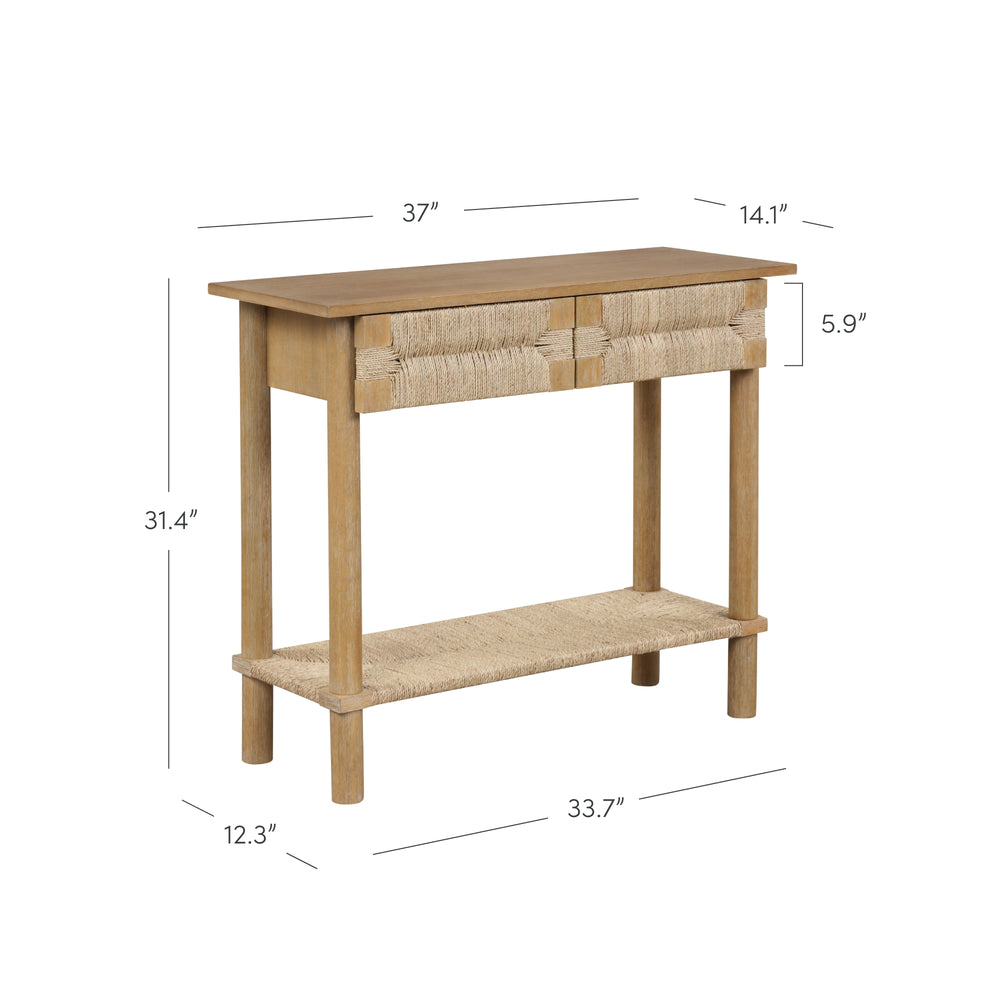 Beacon Boho Seagrass & Wood Light Brown Console Table | Nathan James