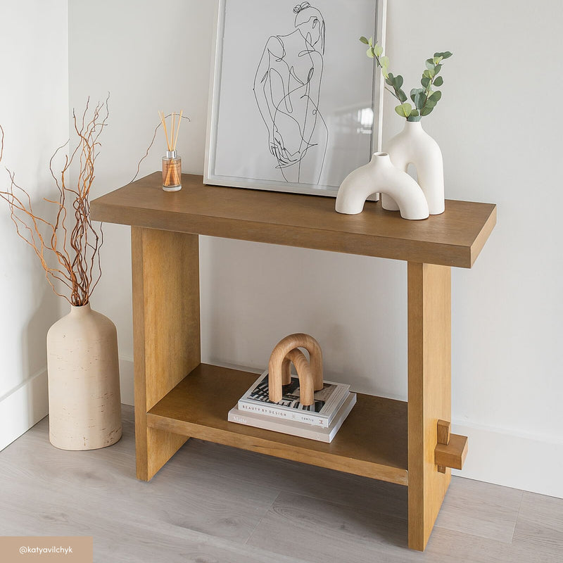 Virgo Wood Modern Farmhouse Brown Console Sofa Table | Nathan James