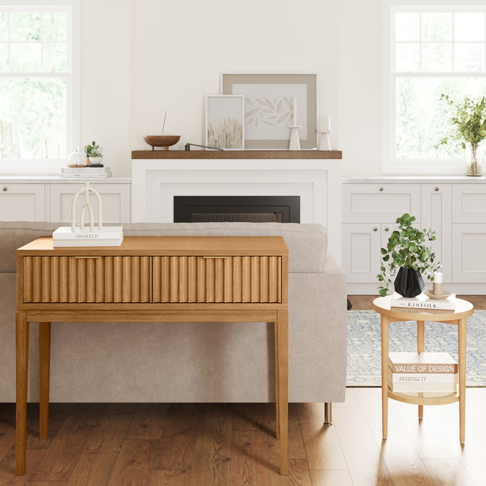 Wood Fluted Storage Console Sofa Table | Nathan James