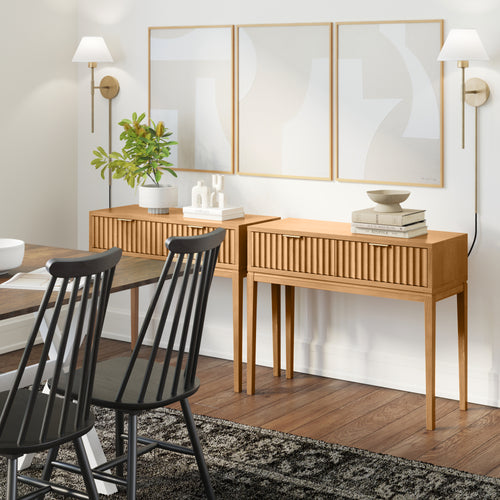 Wood Fluted Storage Console Sofa Table | Nathan James