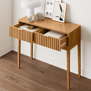 Wood Fluted Storage Console Sofa Table | Nathan James