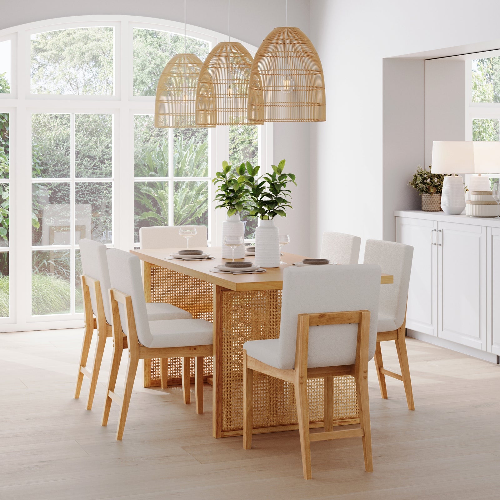 Willow & Gracie Brown Boho Dining Set 6 Chairs | Nathan James