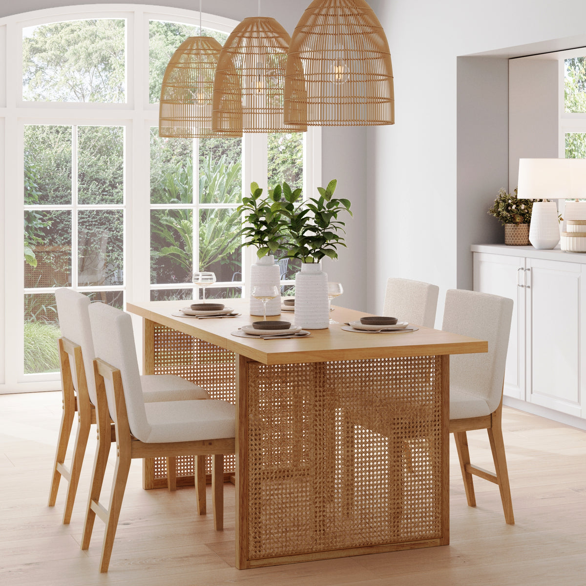 Willow Bohemian Natural Wood & Rattan Dining Table | Nathan James