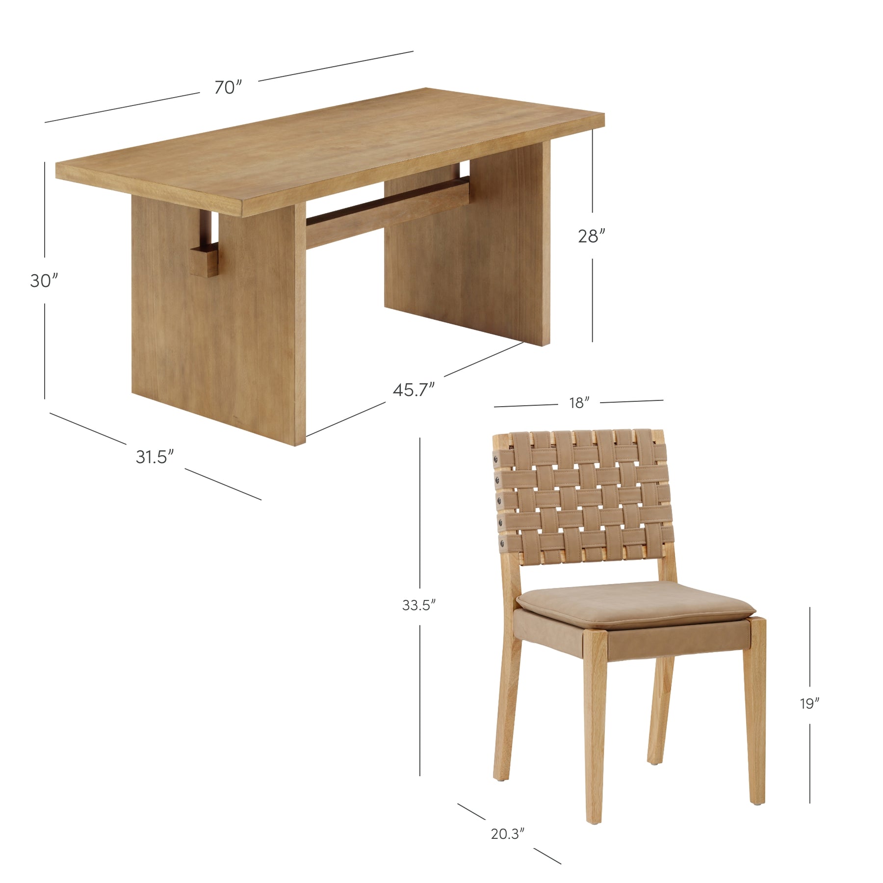 Briggs & Cohen Woven Dining Set Light Brown (4 Chairs) | Nathan James