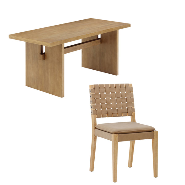 Briggs & Cohen Woven Dining Set Light Brown (4 Chairs) | Nathan James