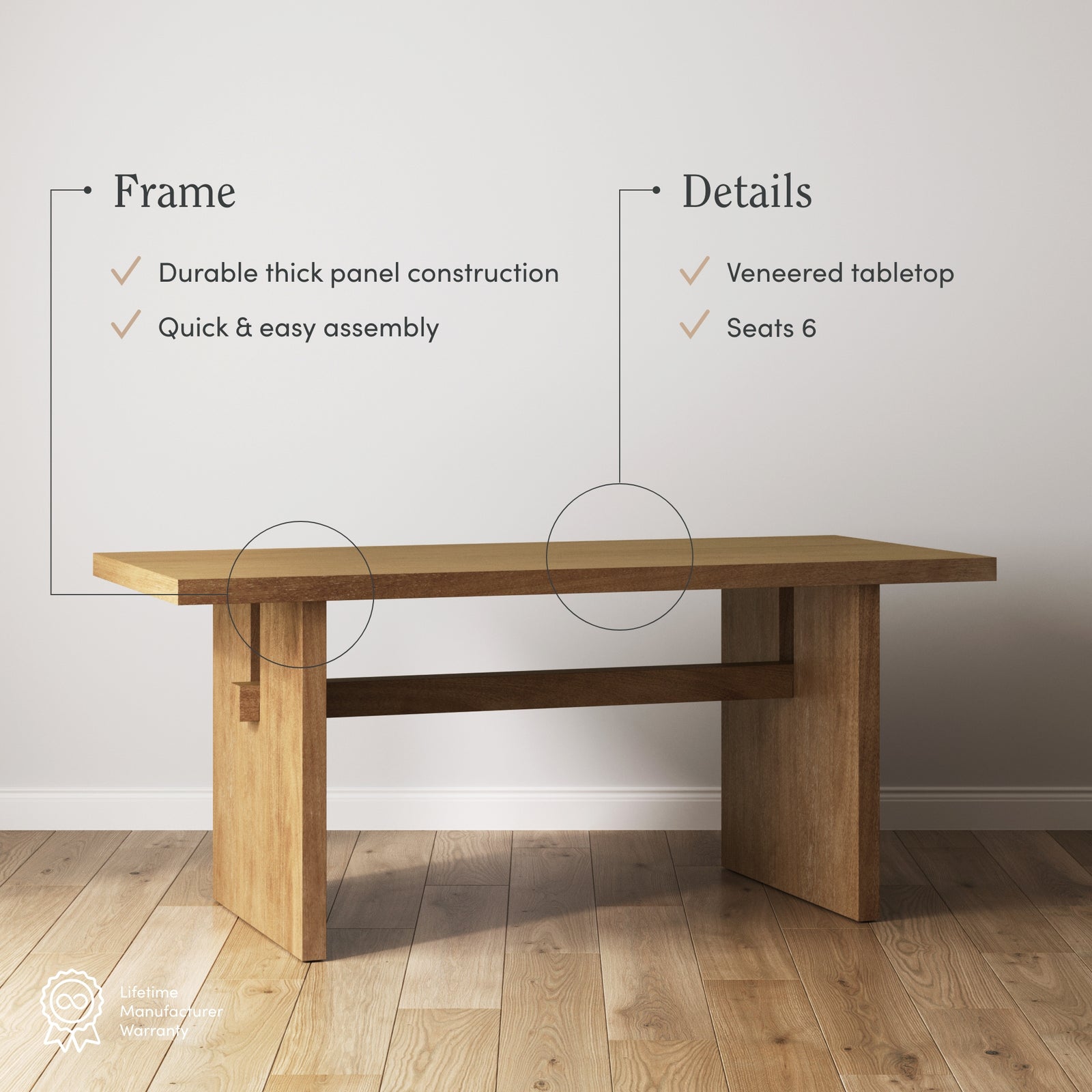 Briggs Wood Modern Farmhouse Dining Table | Nathan James