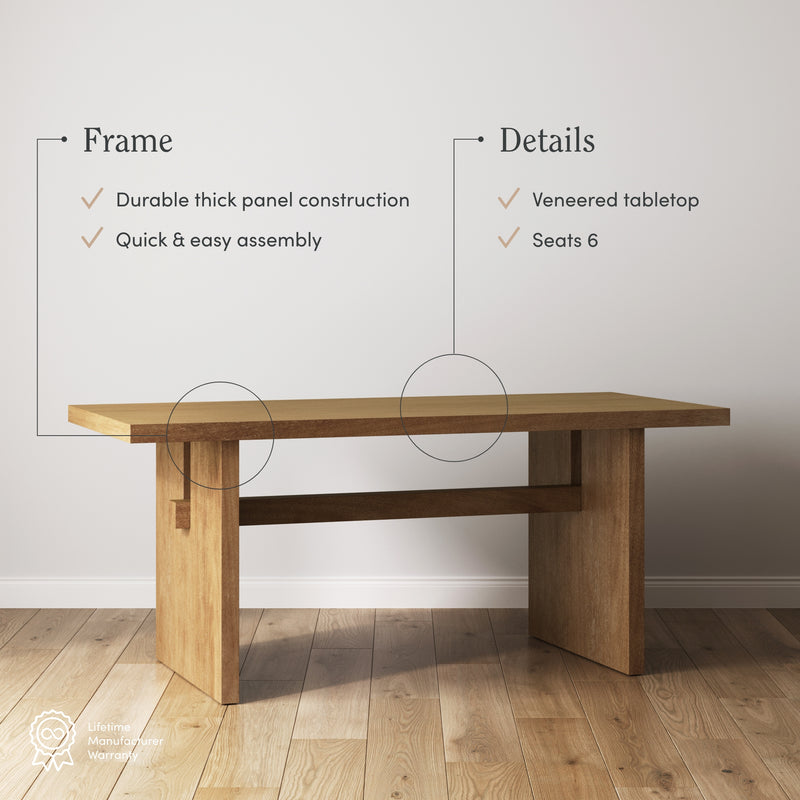 Briggs Dining Table Wood Light Brown Modern Farmhouse | Nathan James