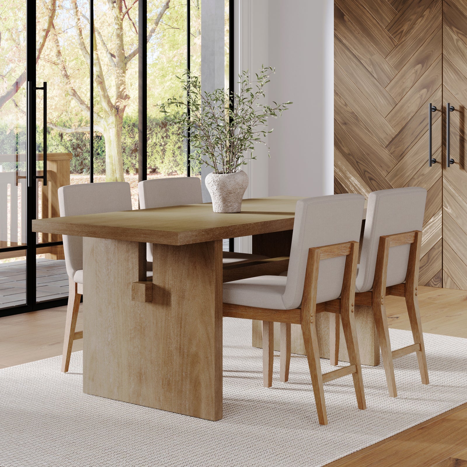 Briggs Dining Table Wood Light Brown Modern Farmhouse | Nathan James