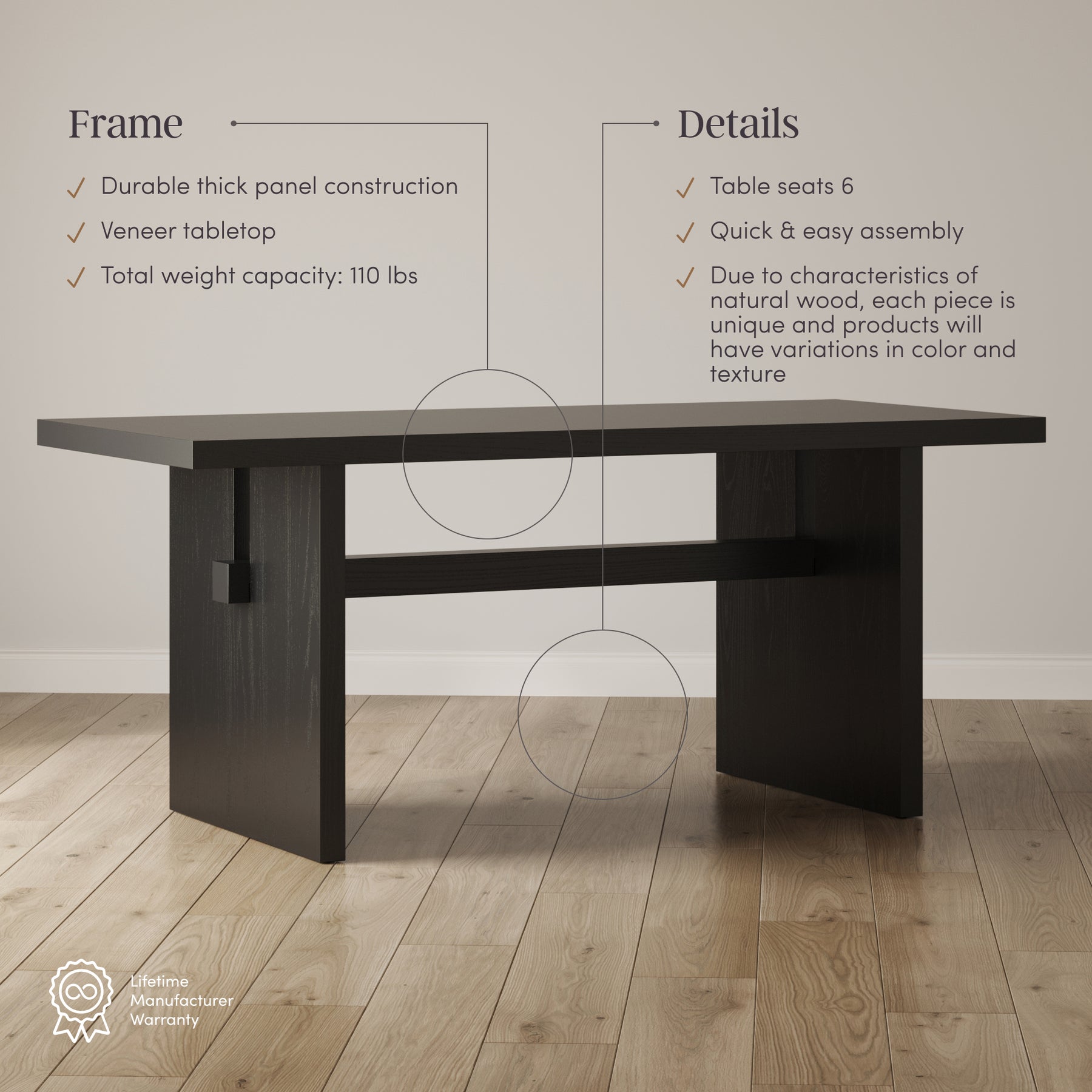 Briggs Dining Table Wood Black Oak Modern | Nathan James