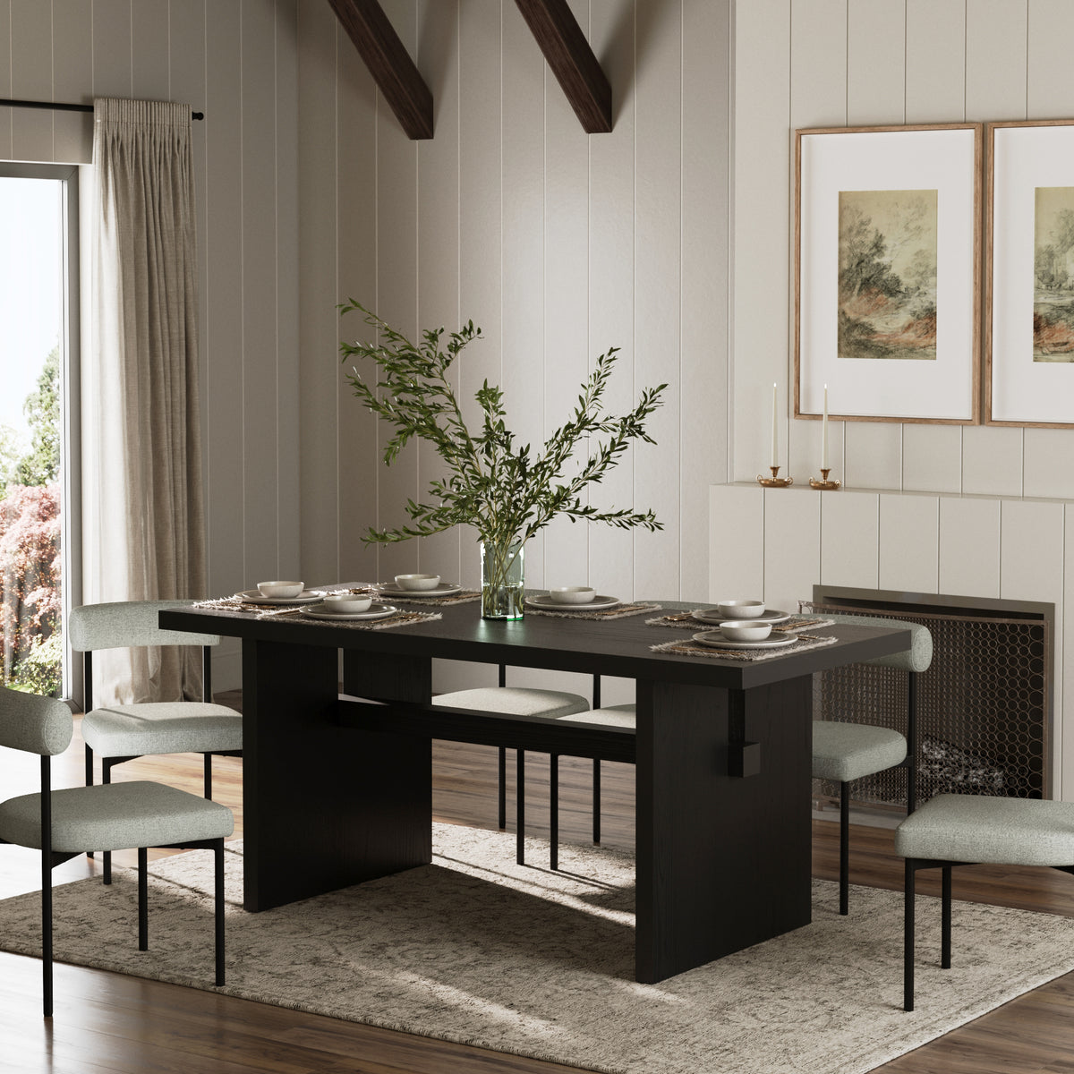 Briggs Dining Table Wood Black Oak Modern | Nathan James