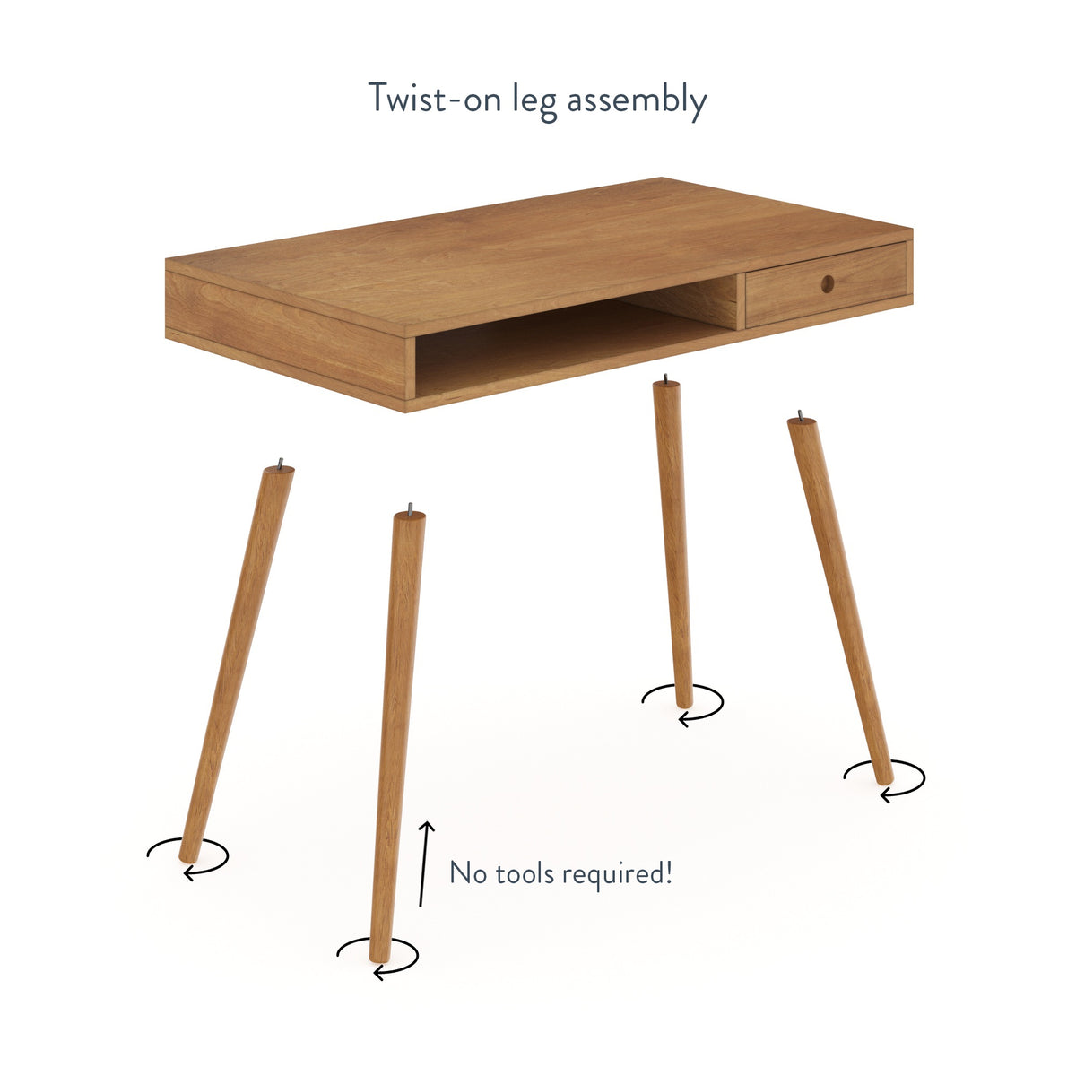 Parker Mid Century Modern Wood Office Desk with Drawer | Nathan James