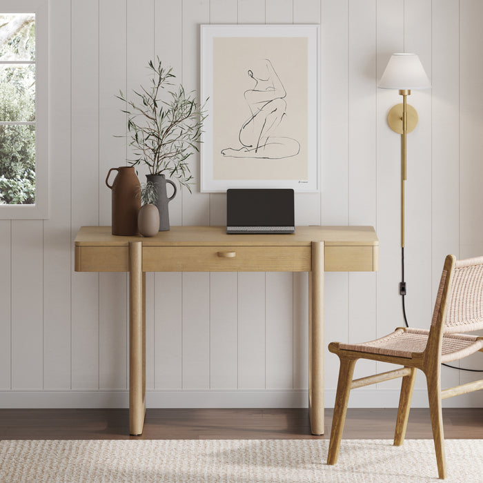 Haley Mid Century Modern Solid Wood Desk with Drawer | Nathan James