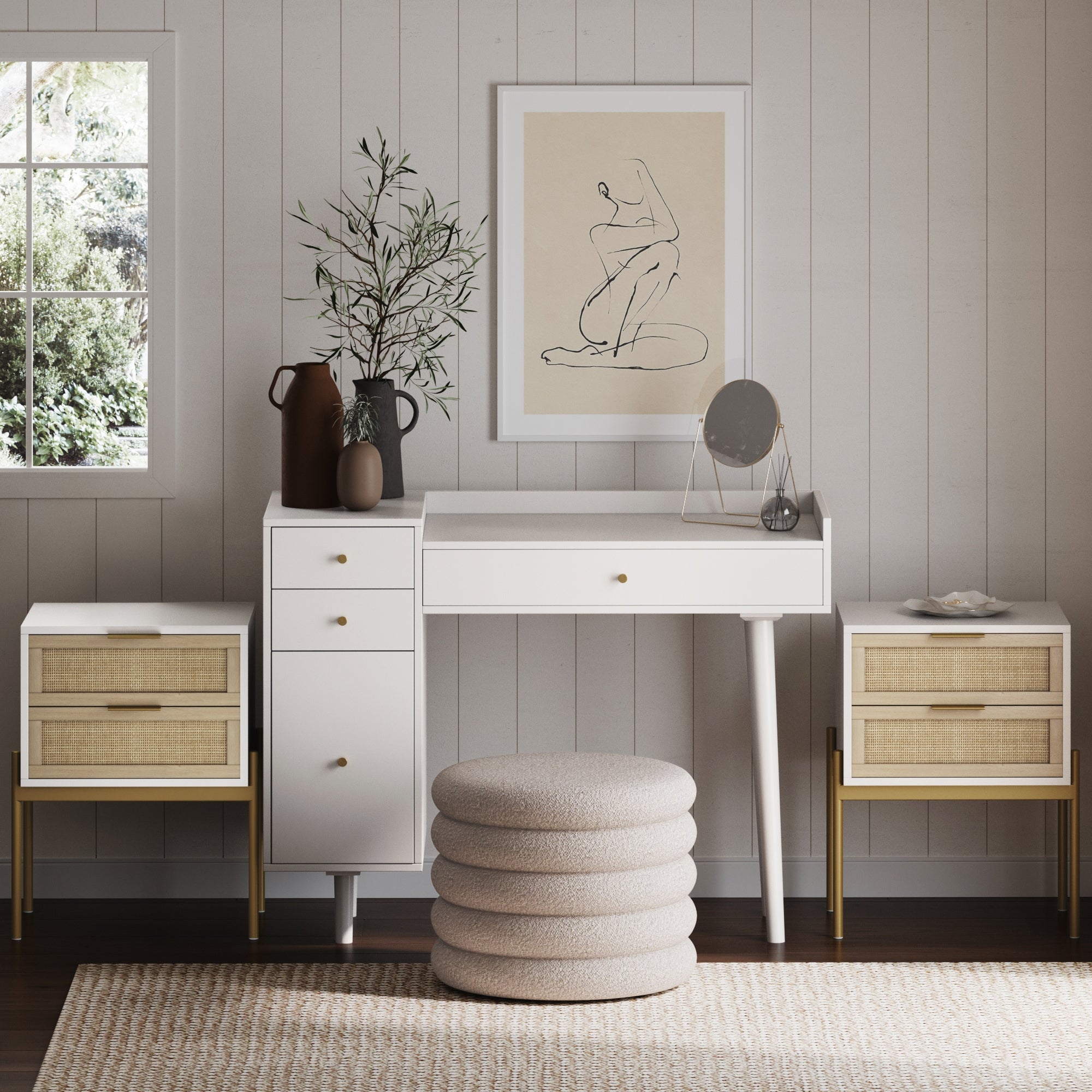 Daisy Farmhouse Wood Desk and End Table Set | Nathan James
