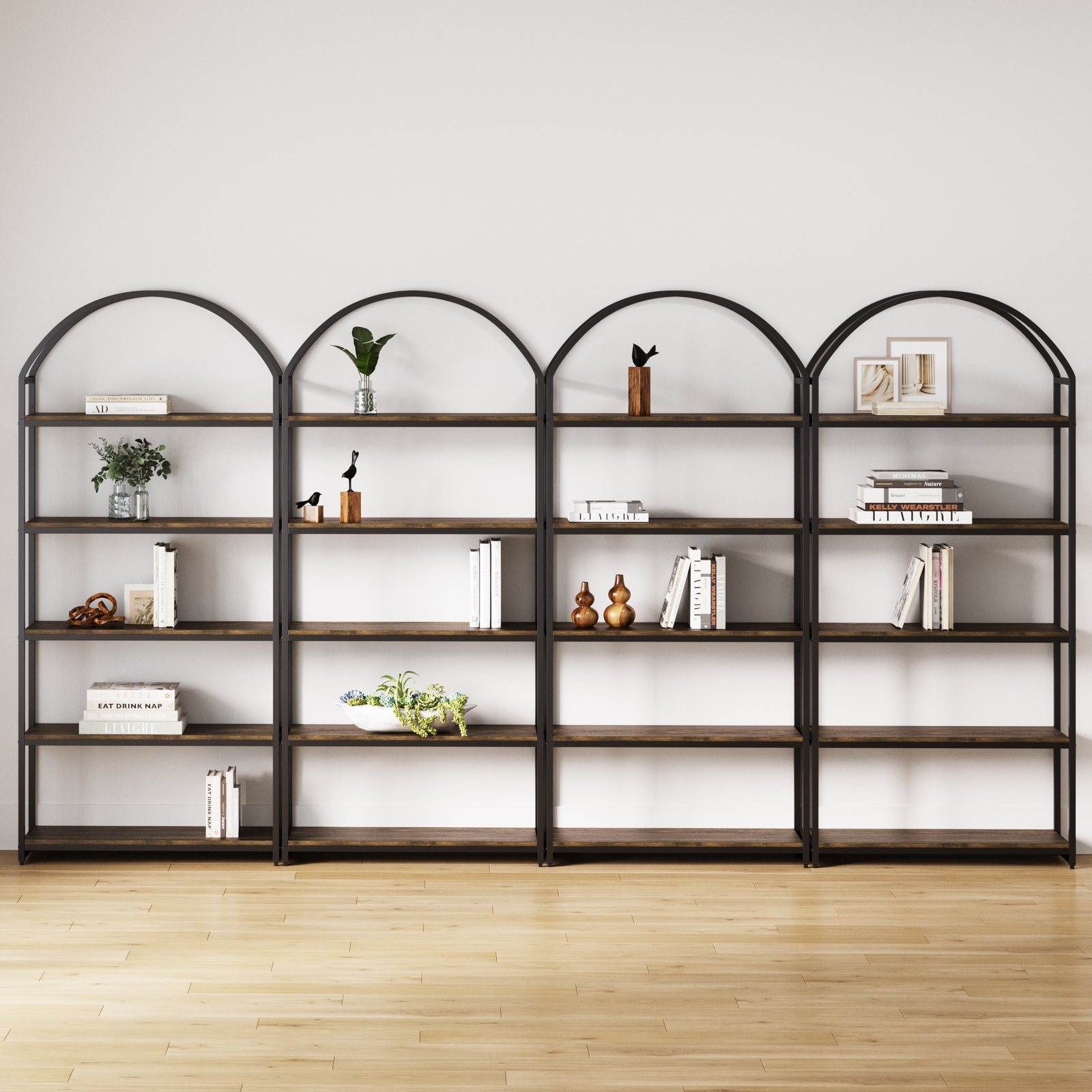 Haven Industrial Black Metal Arch Bookshelves Set of 4 | Nathan James