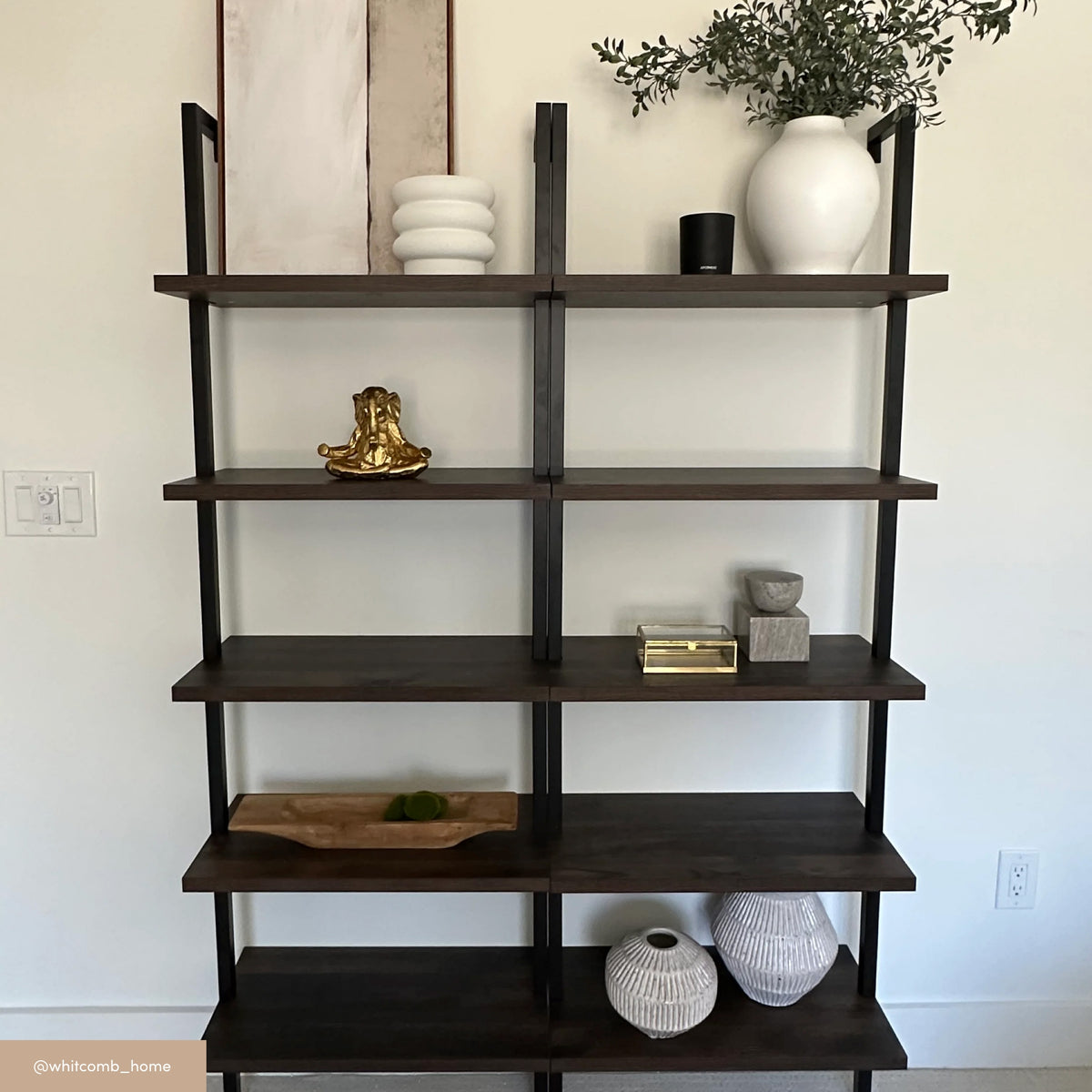 Wood & Metal Modern Ladder Bookshelf Theo | Nathan James