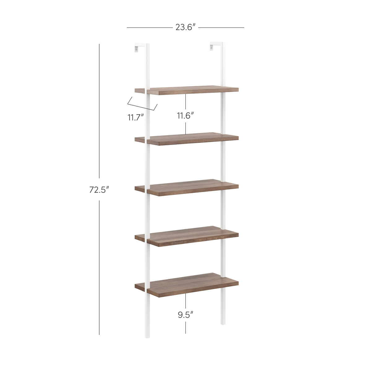 Theo Bookshelf Oak Matte White 5-Shelf Ladder | Nathan James
