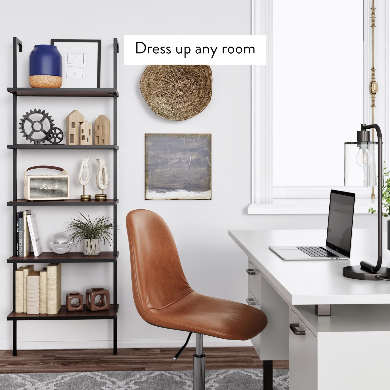 Theo Modern Ladder Bookshelf Wood & Metal Set of 3 | Nathan James