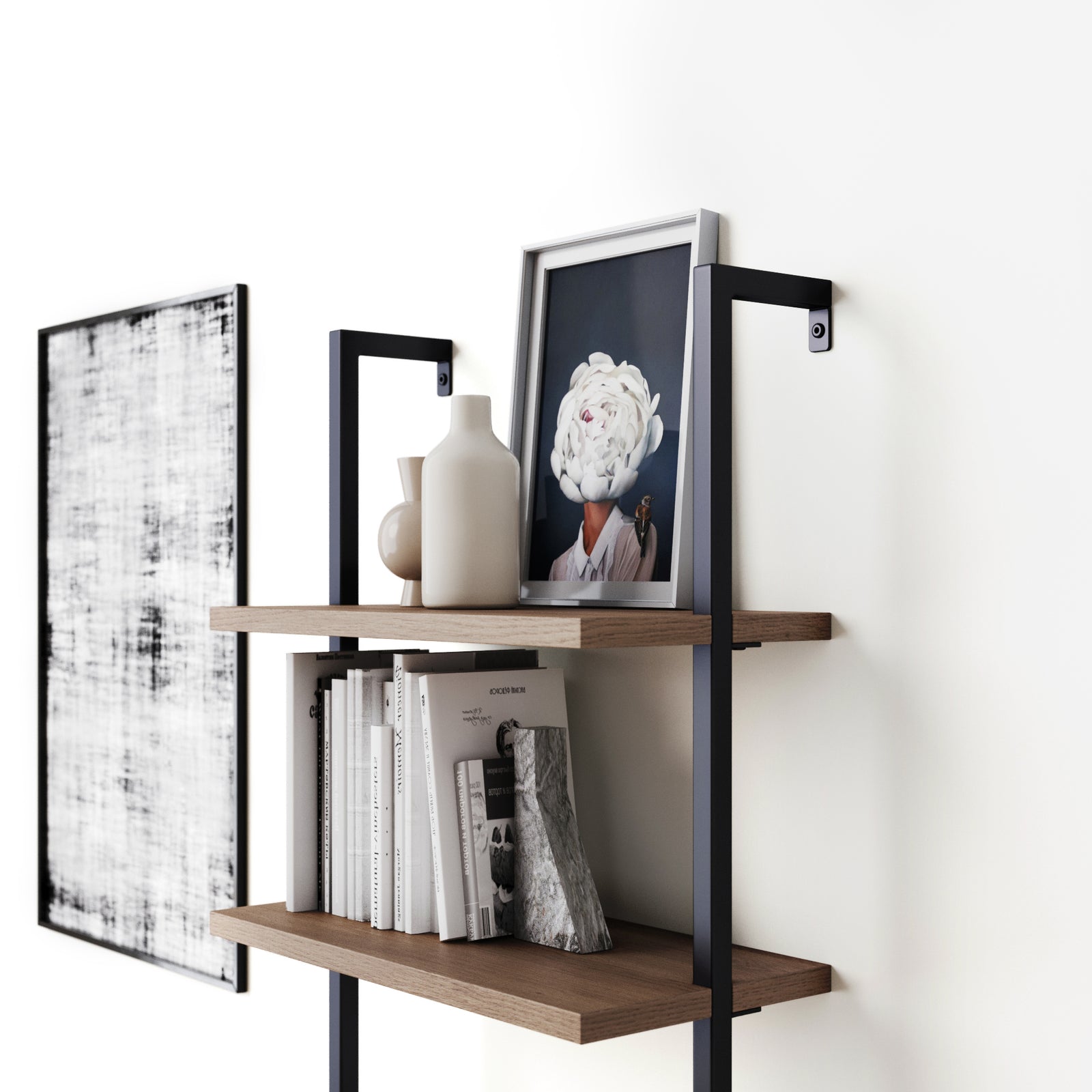 Theo Modern Ladder Bookshelf Wood & Metal | Nathan James