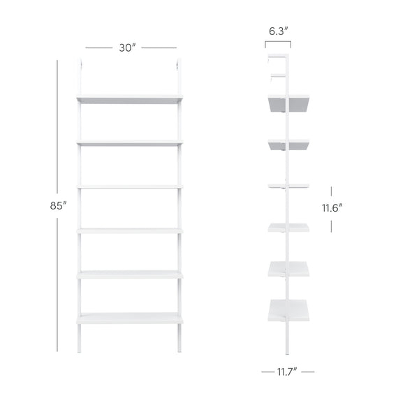 Theo White Ladder Bookshelf Wood & Metal Set of 3 | Nathan James