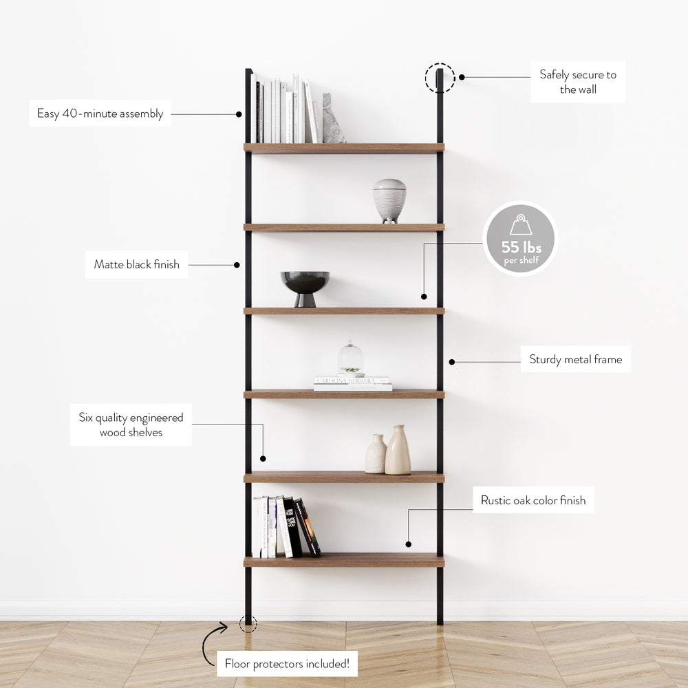 Theo Industrial Ladder Bookshelf Wood & Metal | Nathan James