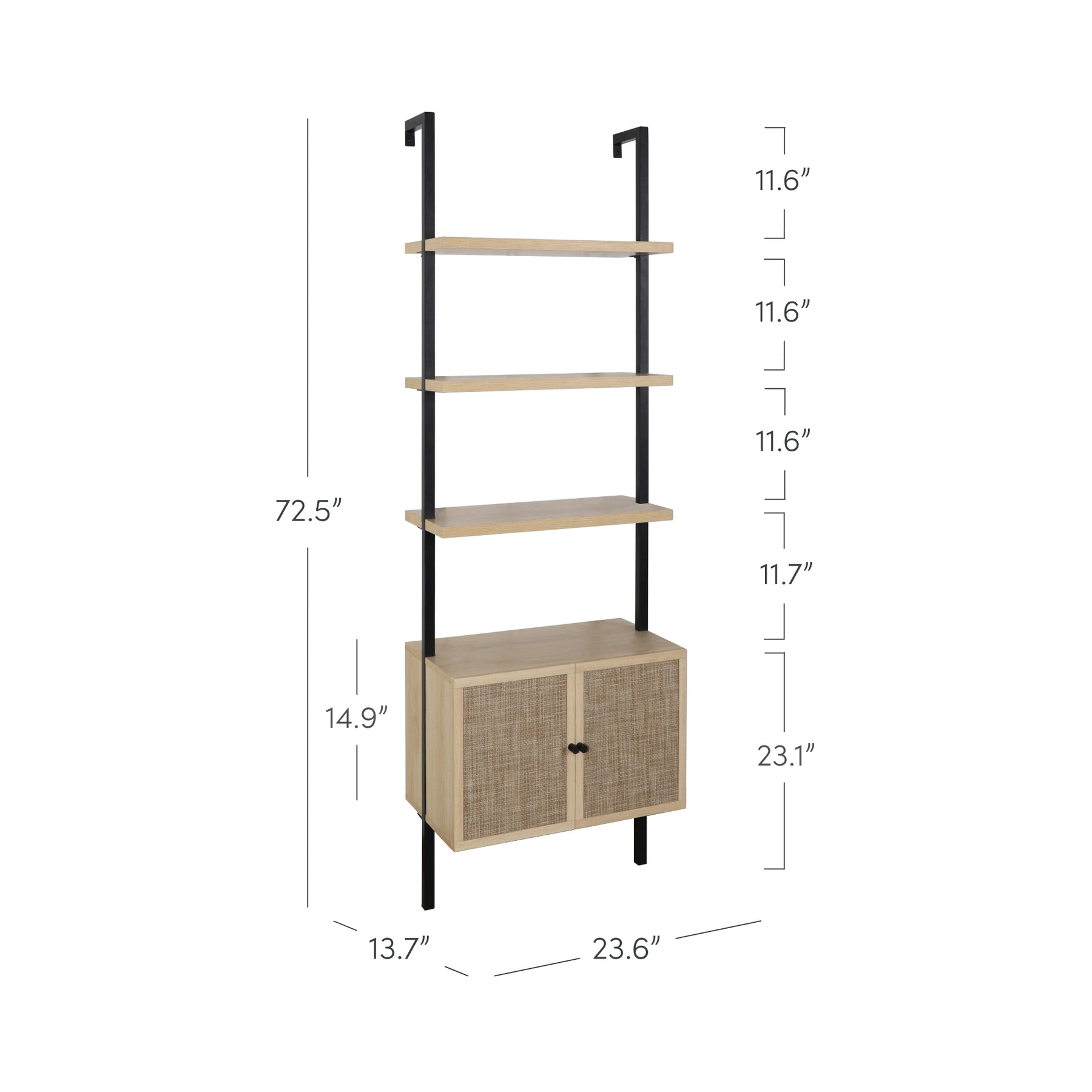 Theo Rattan Wood Bookshelf with Cabinet Storage | Nathan James