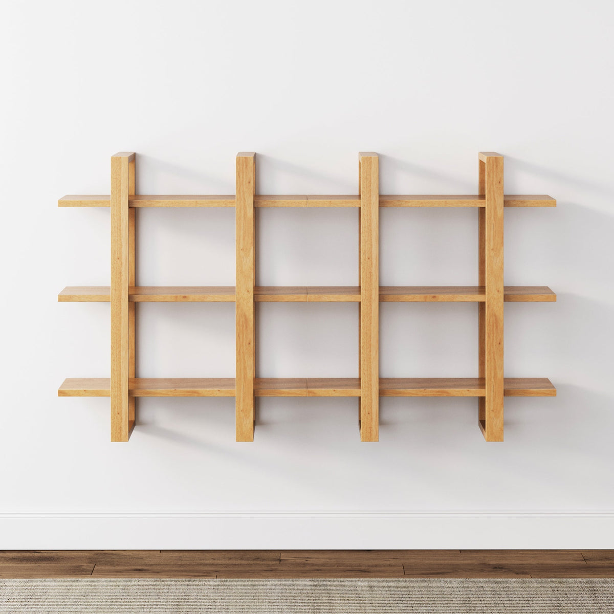 Benji Modern Wood Floating Index Wall Shelf | Warm Pine | Nathan James