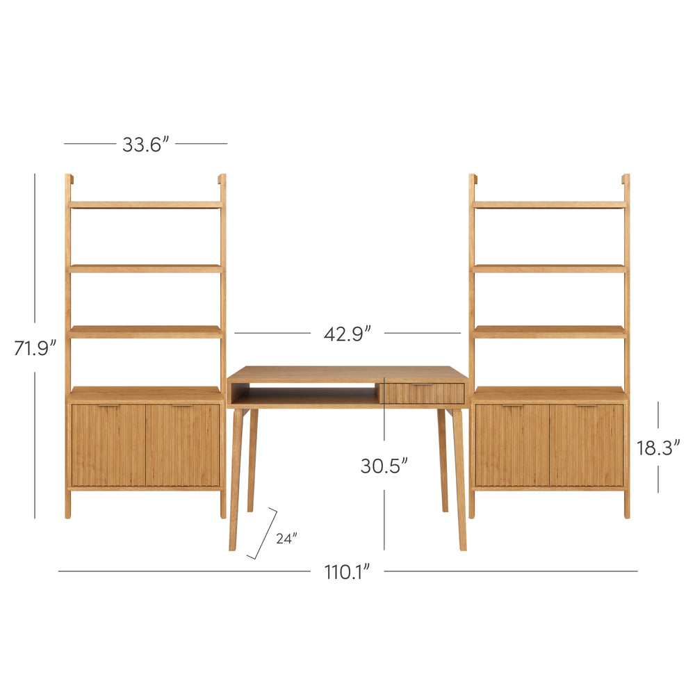 Jasper Bohemian Fluted Desk Wall Unit with Bookshelves | Nathan James