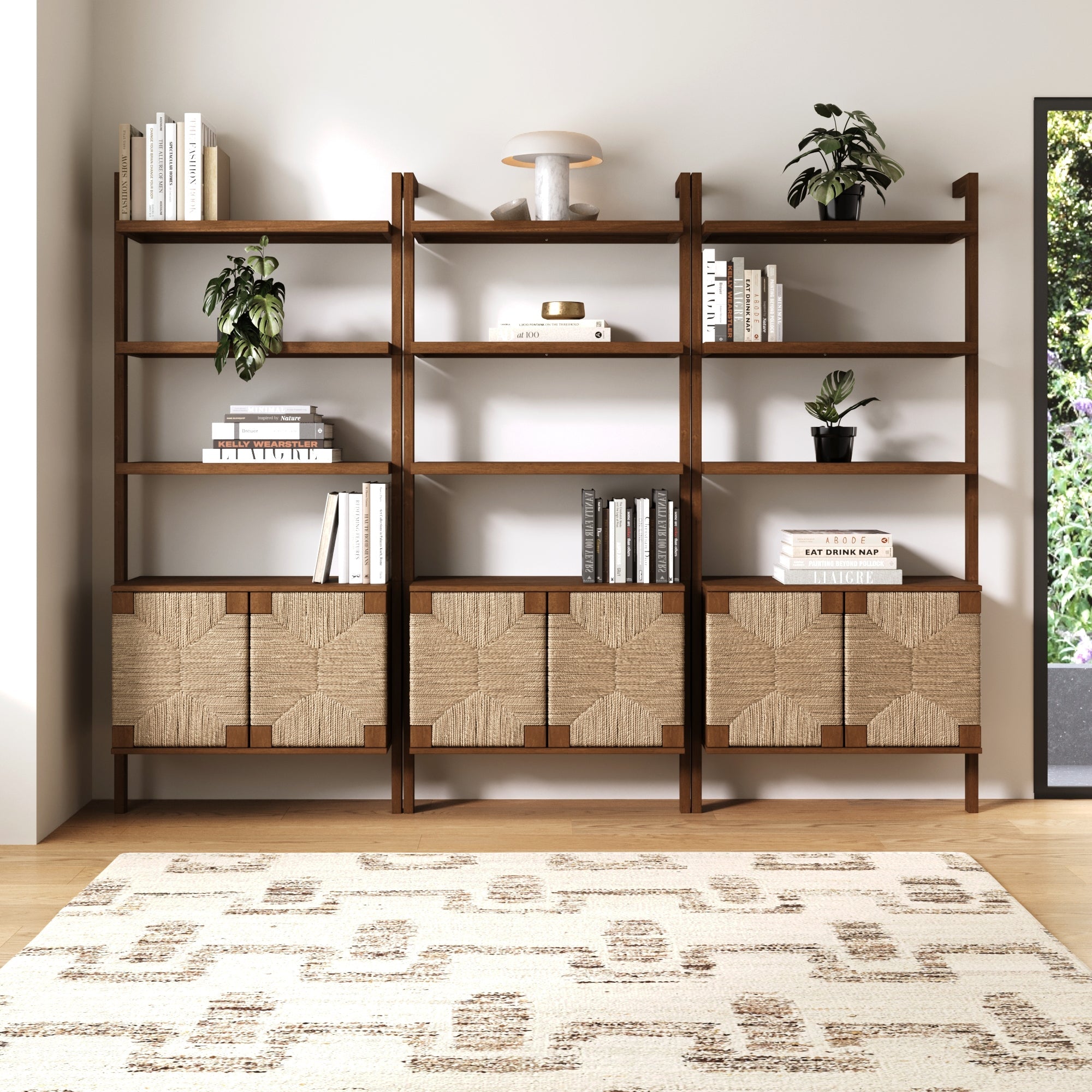 Beacon Wall Bookshelves with Doors Dark Brown Set of 3 | Nathan James