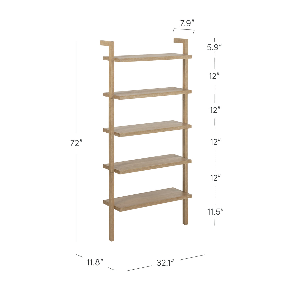 Beacon 5-Shelf Wall Bookshelf Light Brown Set of 3 | Nathan James