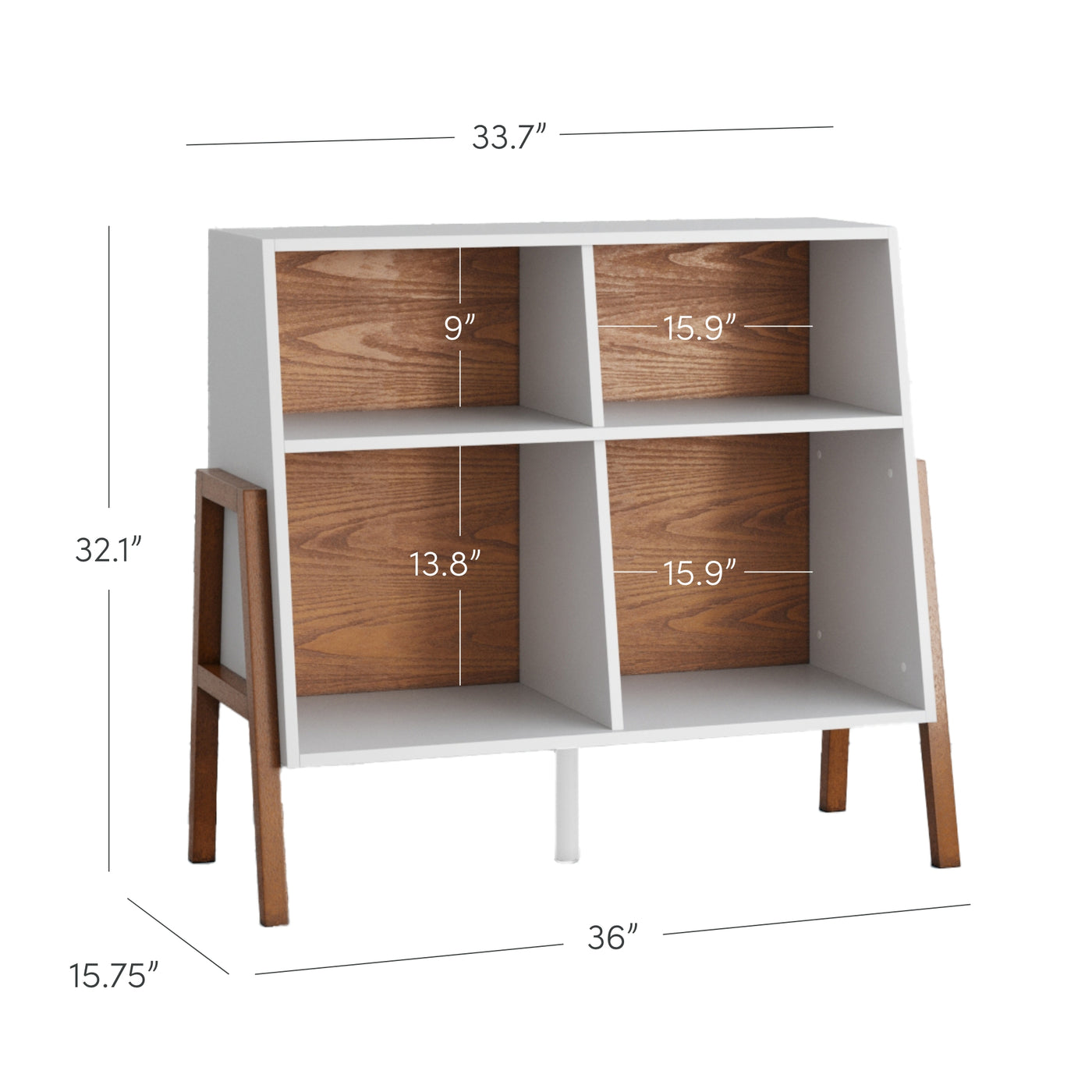 Telos Mid-Century White Storage Cubby 4 Cube Organizer | Nathan James