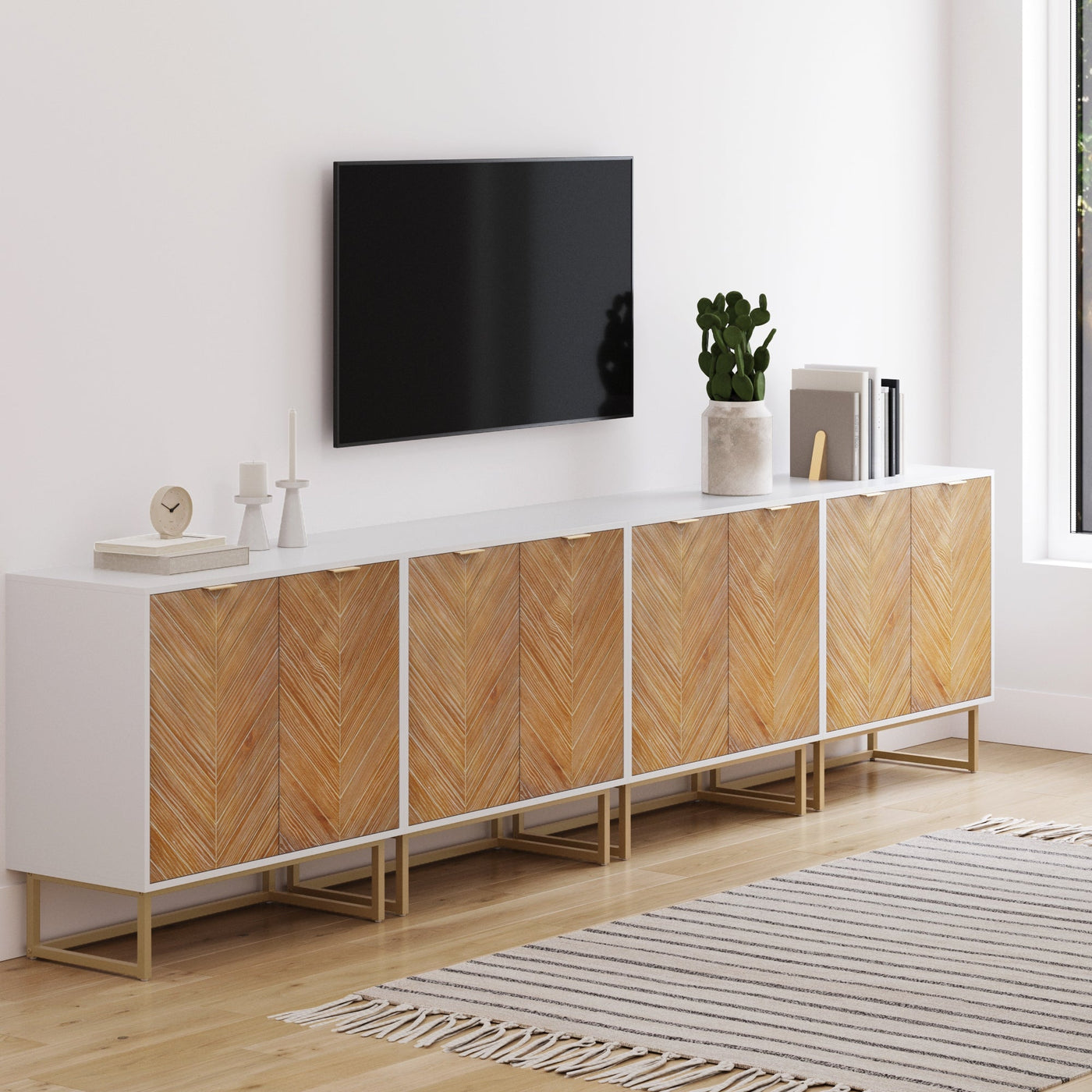Enloe Matte White Wood Modern Console | Nathan James
