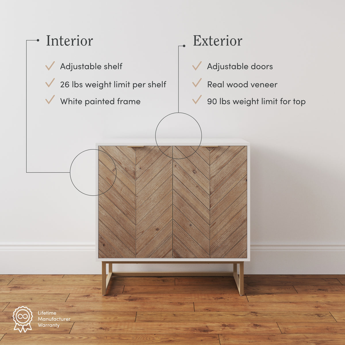 Enloe Matte White Wood Modern Set of 3 Storage Cabinets | Nathan James