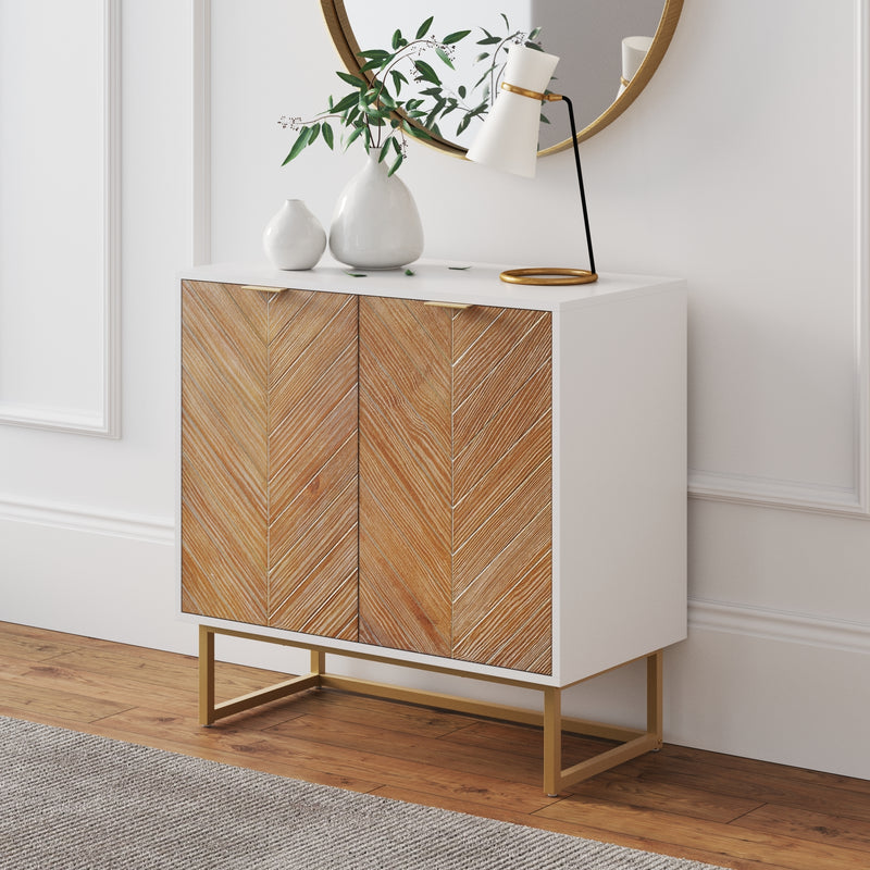 Enloe Matte White Wood Modern Sideboard Storage Cabinet | Nathan James