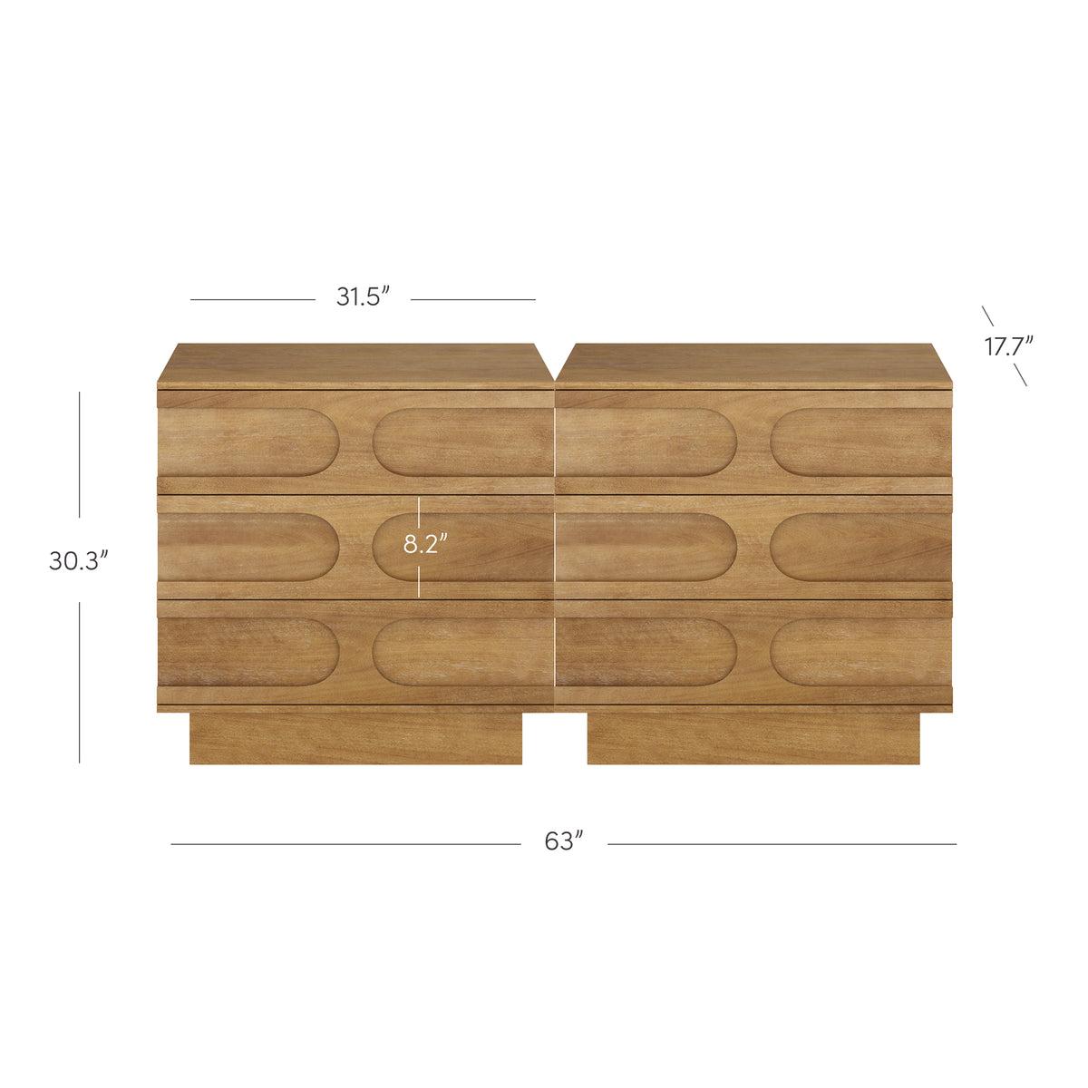 Iris Mid-Century 3-Drawer Dresser Light Brown | Nathan James