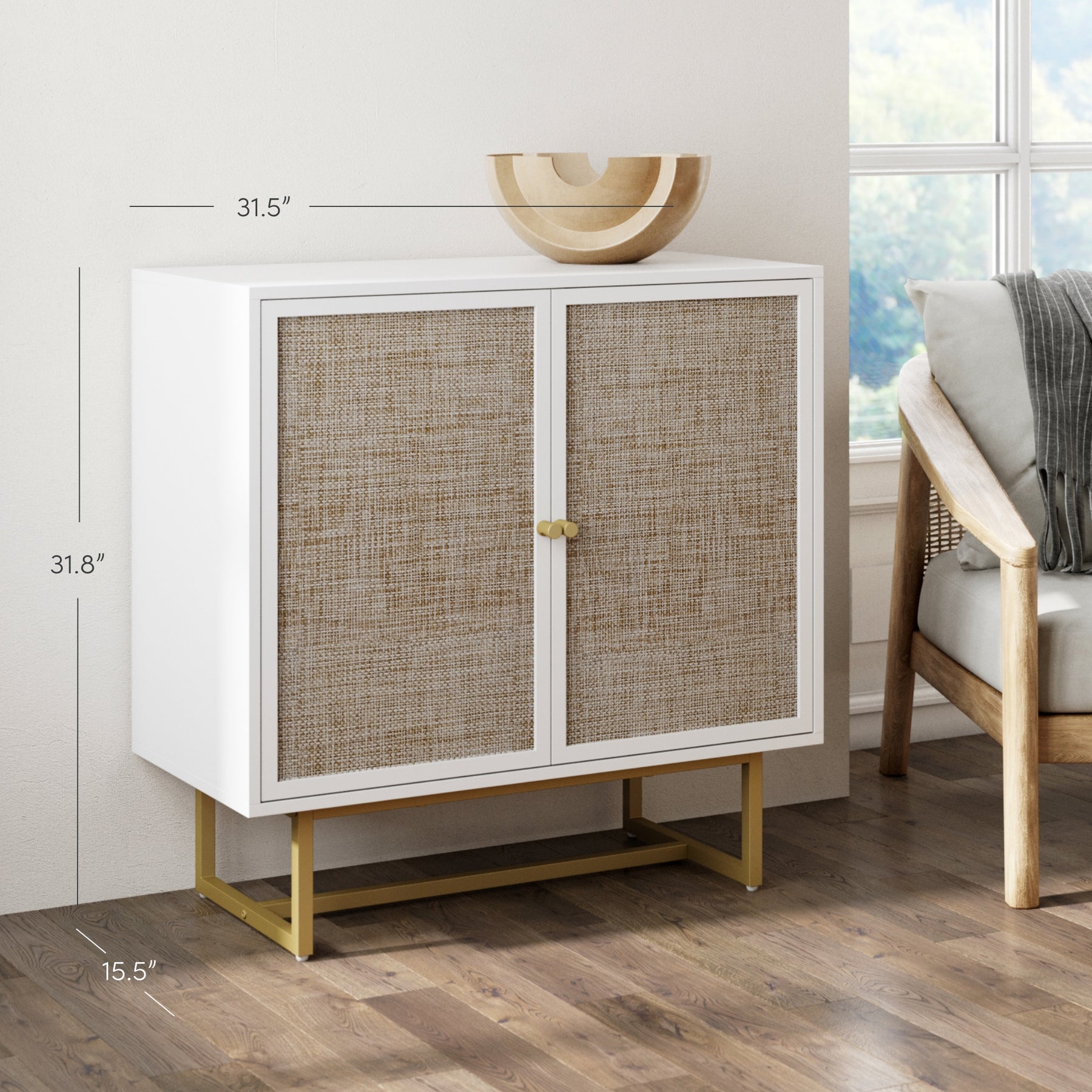 Boho Kova Rattan Wood Matte White Sideboard Set of 3 | Nathan James
