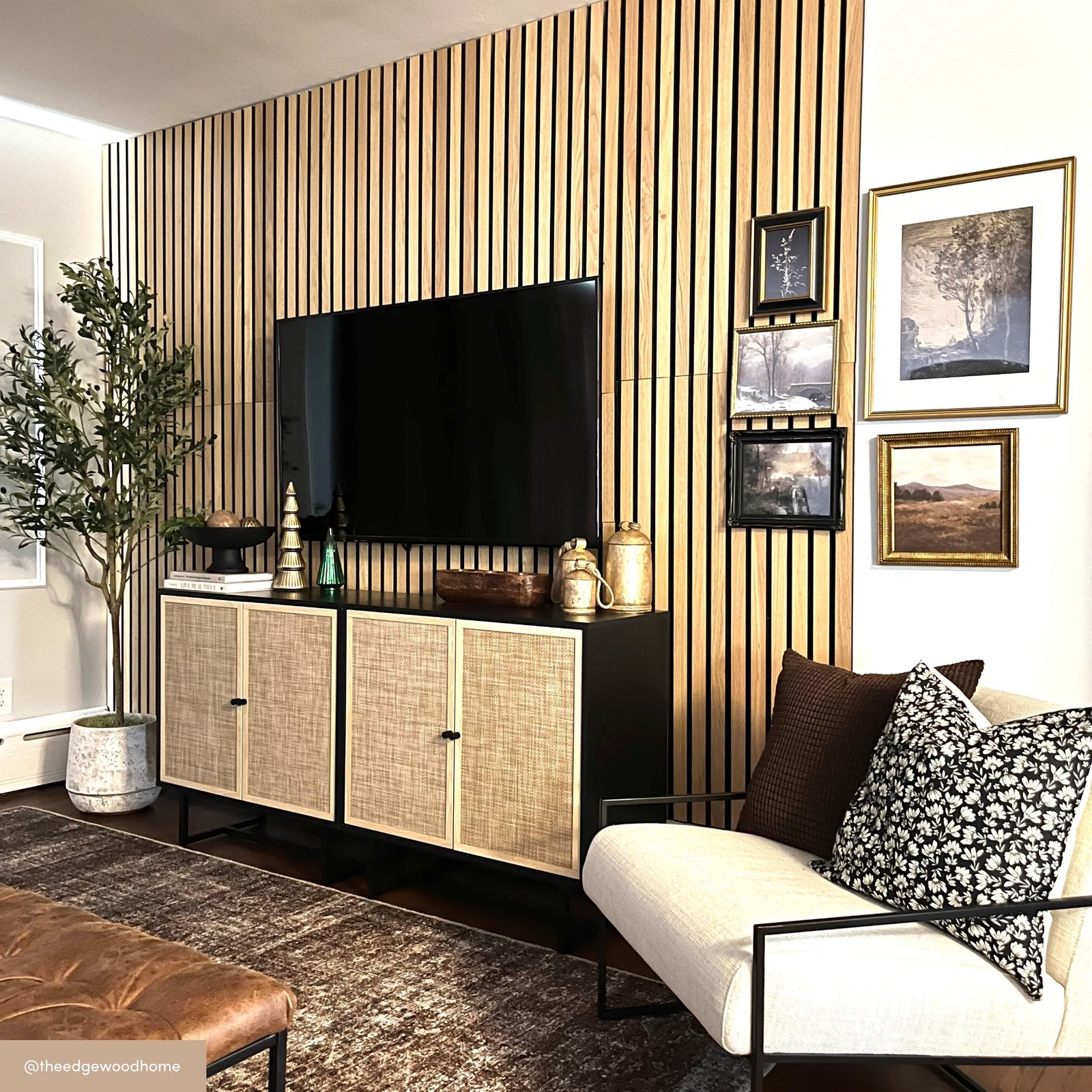 Boho Kova Rattan Wood Black Oak Sideboard Metal Base | Nathan James